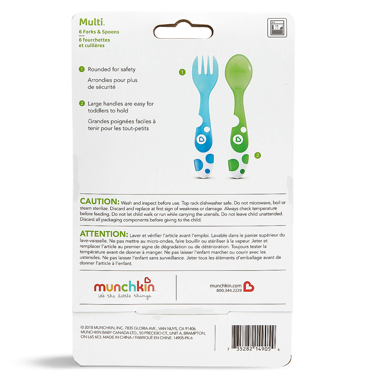 Munchkin Multi Toddler Forks and Spoons, 6 Pack