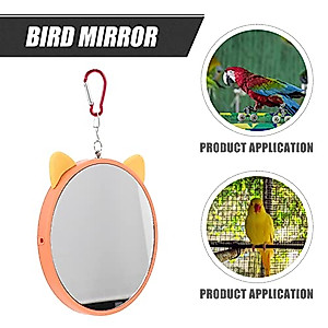 POPETPOP 2Pcs Bird Mirror Parrot Hanging Swing Mirror Toys Bird Interactive Playing Toy for Chicken Cockatiel Parakeets Canaries Budgie Cage Accessories