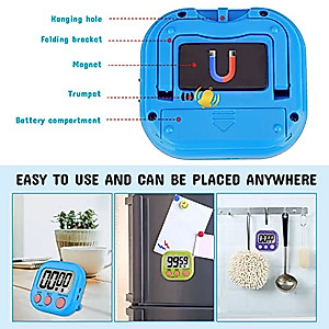 Time Timer Digital Timer (4-Pack) - Magnetic Timer with Cute Star Blink, Timer For Kids with Mute Button, Countdown Timer for Cooking Gym Study