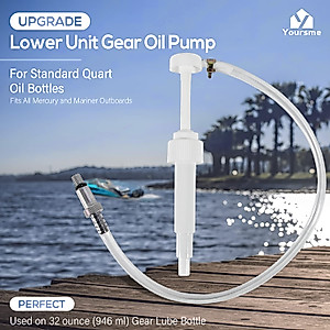 Upgrade Lower Unit Gear Oil Pump for Standard Quart Bottles, Come with 3/8in 8mm 10mm Metal Adapters, Fit All Mercury and Mariner Outboards