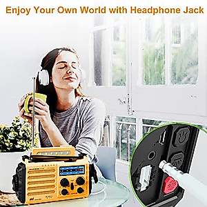 Emergency Radio 5000 Hand Crank Solar Weather Radio,5-Way Power AM/FM/SW/NOAA Survival Portable Radio with Camping Flashlight,Power Bank Phone Charger,Reading Lamp,SOS Alarm Survival Equipment,Compass