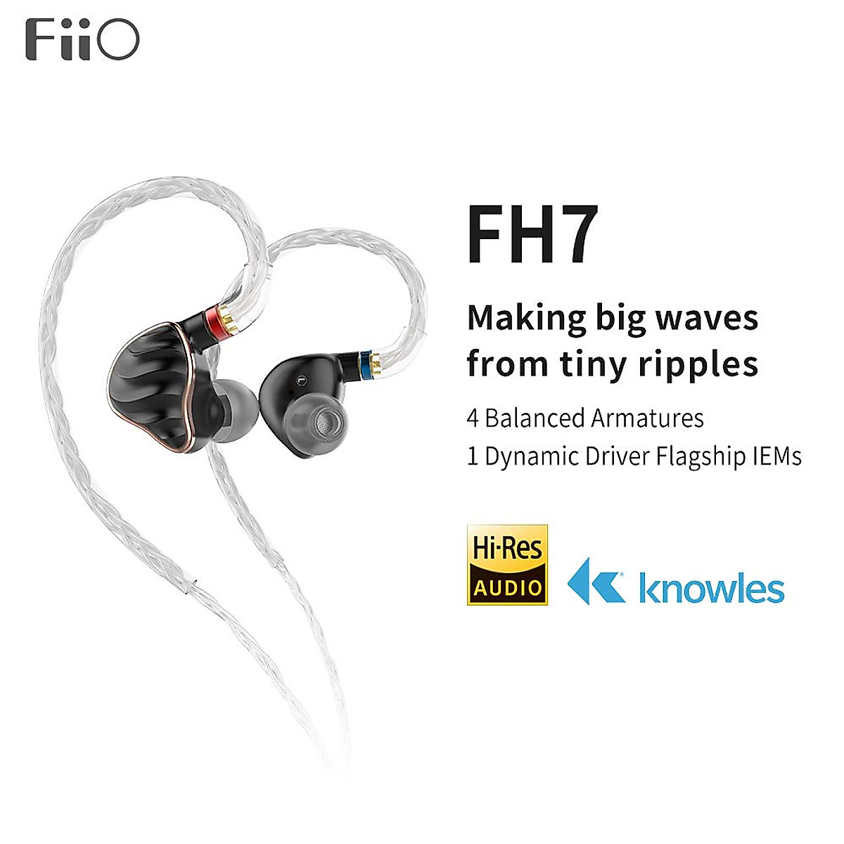 FiiO FH7 Hybrid In-Ear Monitors (Black) (Renewed)