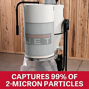 JET Cyclone Dust Collector, 2-Micron Filter, 1-1/2 HP, 1Ph 115V (Model JCDC-1.5)