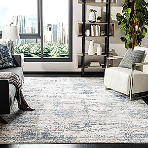 SAFAVIEH Amelia Collection 6' x 9' Ivory/Blue ALA700A Modern Abstract Non-Shedding Living Room Bedroom Dining Home Office Area Rug