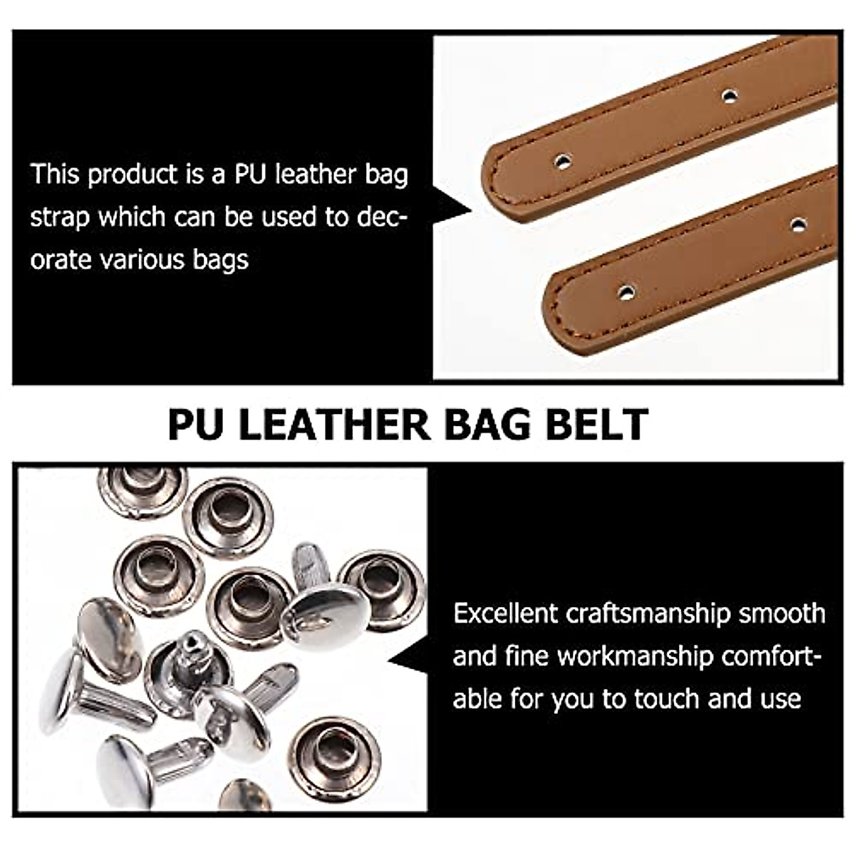 ULTNICE Crossbody Purse Strap 2 Set Leather Handbag Handles Cowhide Leather Purse Straps Replacement Belt with Rivets for DIY Purse Making Sewing Supplies Crossbody Tote