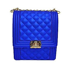 Generic Jelly shoulder colorful PVC Purse Tote Matte Shoulder handbag (Royal Blue)