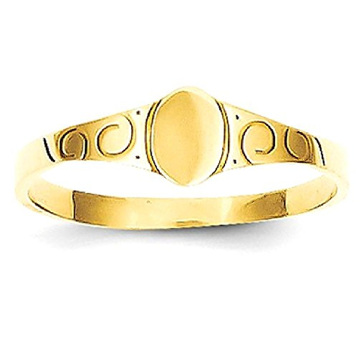 IceCarats 14K Yellow Gold Oval Custom Engraved Signet Ring Handmade Personalized Monogram Initial Letter Band Size 3