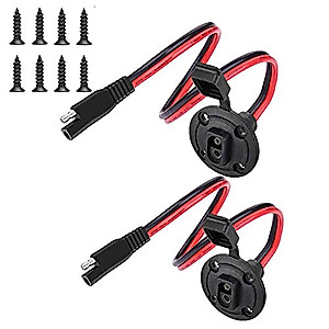 Bolloo SAE Power Socket Sidewall Port, Weatherproof SAE Quick Connect Solar Panel Mount Universal Flush-Mountable Connector, 16AWG SAE Cable with 4 Screws for Solar Generator Battery Charge (2 Pack)