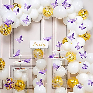 72pcs 3D Butterfly Wall Decor Stickers, Purple Butterfly Party Decorations - 4 Styles, 3 Sizes