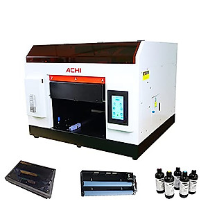 Ovsuqu Automatic UV Printer A3 R1390 UV Printer Flatbed for Wood, Fabrics,Leather, Bottle,Metal,Golf, Phone case and More Printing (A3 UV Printer with 5x500ML Ink)