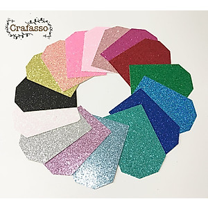 Crafasso 12" x 12" 300gms Heavy & Premium Glitter cardstock, 16 Sheets, 16 Colors
