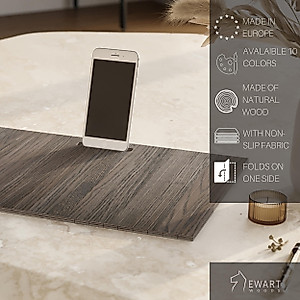 Sofa arm Tray Table Couch Bedside Wood Coaster Coffee Cup Foldable armrest Caddy end Protector Folding Living Room Furniture mat tv Chair Tables Trays with Phone Holder (Color 4.Blue-Grey)