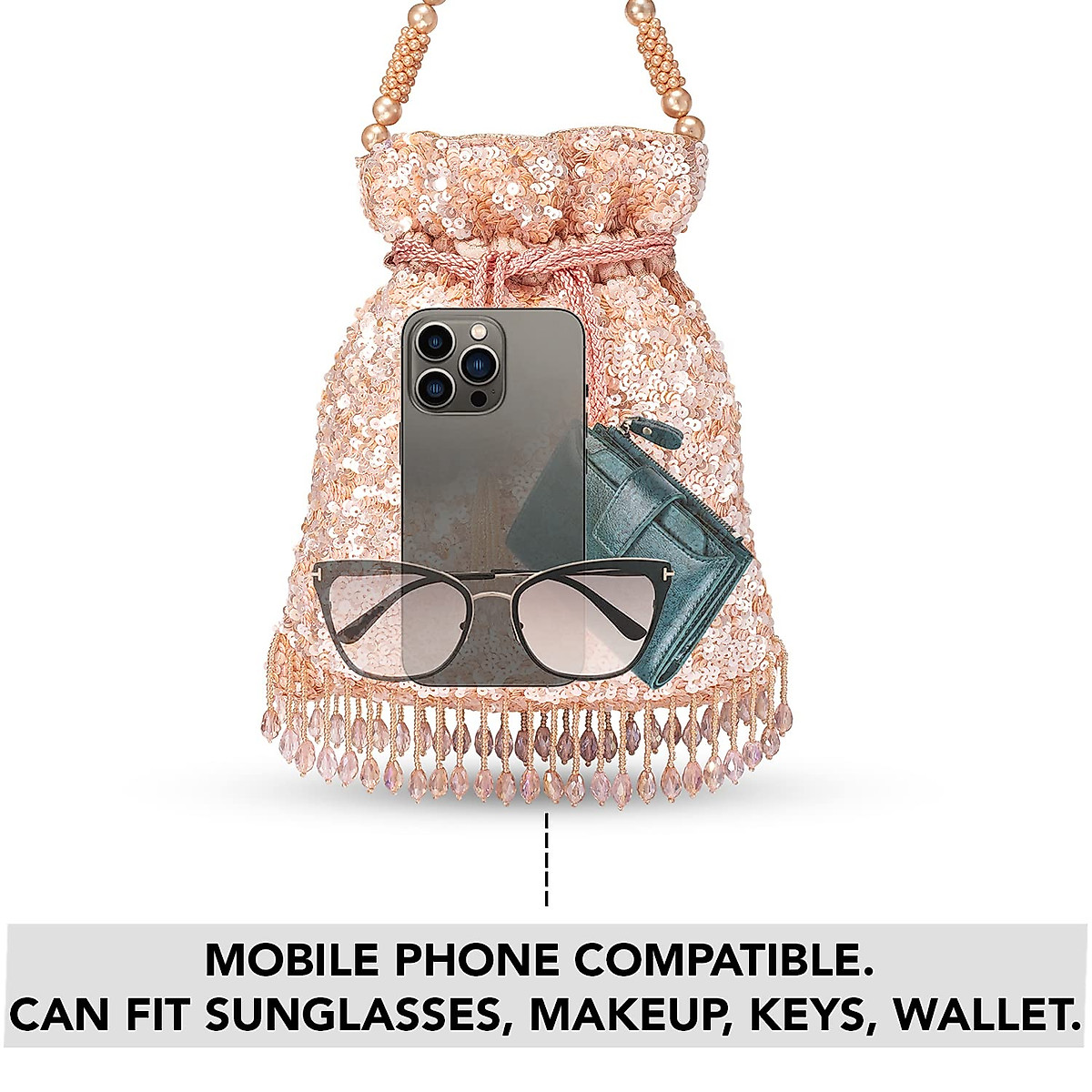 Aheli Indian Potli Bags for Women Evening Bag Clutch Ethnic Bride Purse with Drawstring (P15PCH)