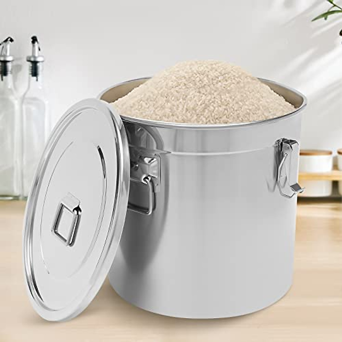 DNYSYSJ Stainless Food Container 304 Stainless Steel Airtight Canister Flour Containers with Lids Airtight Stainless Steel Bucket For Food, Bean, Flour, Oil, Sugar, Milk
