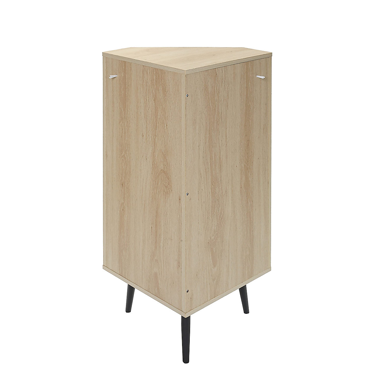 Knocbel Rustic Corner Storage Cabinet with Rattan Door and Adjustable Shelves, Living Room Accent Cabinet Free Standing Organizer Unit with Metal Legs