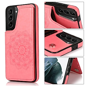 ACXLIFE Galaxy S21 Plus 5G Case S21+ Wallet Protective Cover with Card Holder Slot,Slim Purse Leather Case for Samsung S21 Plus 6.7Inch (Pink)