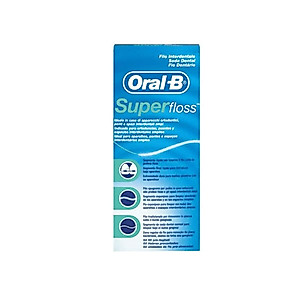 Oral-B Super Floss Mint Dental Floss for Braces Bridges - 50 Strips