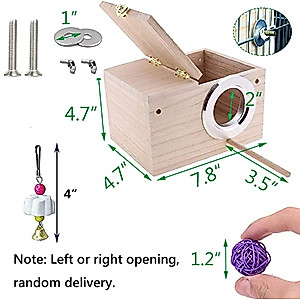 JSLZF Parakeet Nest Box, Bird Breeding Box with Perch, Wood Budgie Nest Box for Bird, Parrot, Lovebirds, Parrotlet, Finch, Sparrow 7.8” x 4.7” x 4.7”