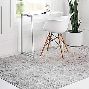 Rugs.com Caspian Collection Area Rug – 4' x 6' Gray Low-Pile Rug Perfect for Entryways, Kitchens, Breakfast Nooks, Accent Pieces