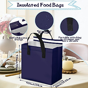 Kacctyen 150 Pcs Insulated Take Away Bags Bulk 9.5 x 9.5 x 6 in Thermal Insulation Food Bag for Coffee Milk Tea Hot Cold Seafood Cooler Bag Pizza Delivery Bags for Restaurant Grocery(Navy Blue)