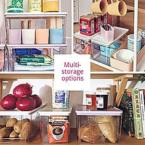 Rosanna Pansino x iDesign Recycled Plastic Kitchen Storage Bins, Includes 1 Large Bin with Lid and 4 Small Bins, Multicolored Bins/Marshmallow Lid, 6” x 12” x 6”