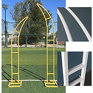 gooatry 6.9&8.2 FT Backdrop Stand,Gold Balloon Arch Stand,Curved Design Flower Balloon Frame,Arch Photography Backdrop Stand for Wedding,Party,Birthday,Event Decor,(2.1M&2.5M,6.9&8.2 FT)