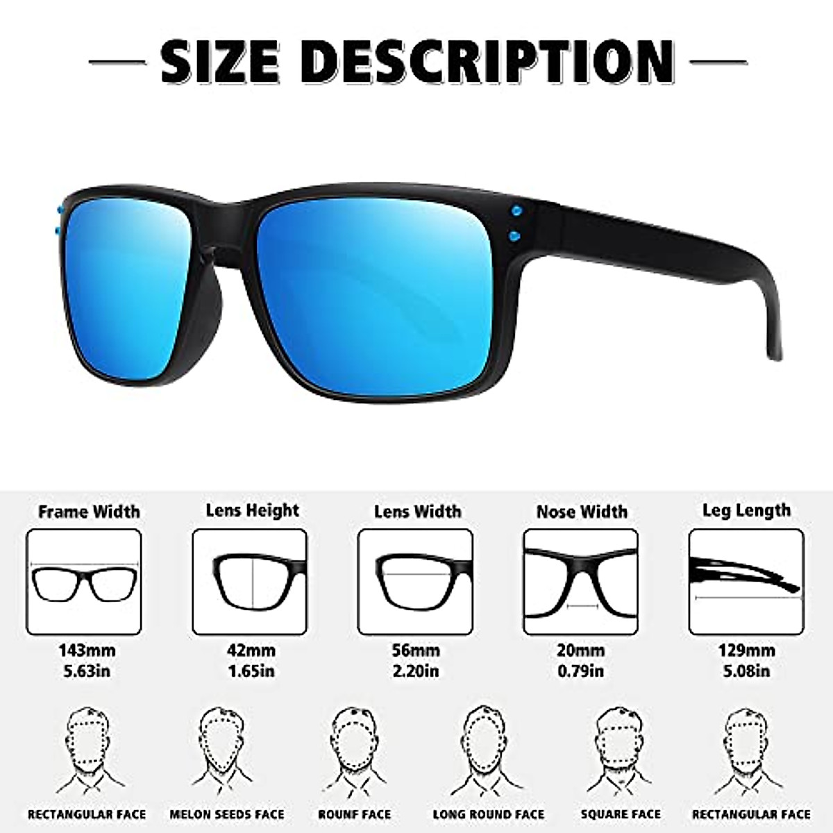 MEETSUN Polarized Sunglasses for Men Women Sports Driving Fishing Glasses UV400 Protection Black+Blue Mirror 2Pack