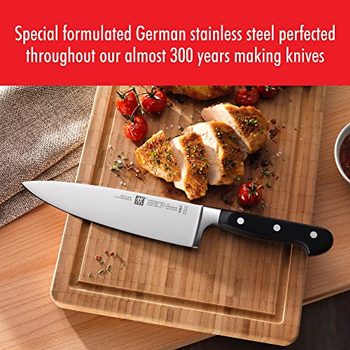 ZWILLING Professional S 7-Piece Razor-Sharp German Block Knife Set With Black Rubberwood Block, Made in Company-Owned German Factory with Special Formula Steel perfected for almost 300 Years