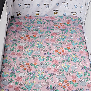 Tontukatu Bassinet Sheet Set 2 Pack Snug Fitted Cradle Fitted Sheets, Stretchy Ultra Soft, for Oval Rectangle Hourglass Bassinet Mattress, Unisex Boy Girl, Floral Rabbit & Grey