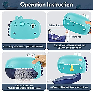 Lehoo Castle Bath Toys,Toddler Bath Bubble Machine, Bathtub Toy Dinosaur, Bathtime Shower Bath Wall Toy, Bubble Maker with 12 Songs, Gift for Baby