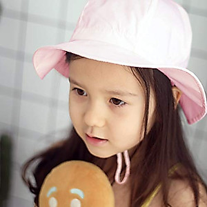 Ami&Li tots Baby Sun Hat Unisex Child Adjustable Wide Brim Sun Protection Hat UPF 50 Sunhat for Baby Girl Boy Infant Kids Toddler - M: Pink