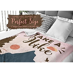 Cool Hiking Gifts for Women, Men, Couples, Throw Blanket for Hikers for Christmas, Birthday - 50" x 65" Take a Hike