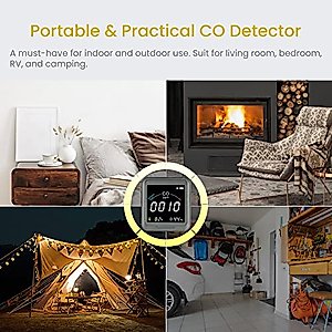 LSENLTY Carbon Monoxide Detector, High Accuracy CO Detector with Digital LCD Display, 3-in-1 Air Quality Monitor(CO, Temperature and Humidity Sensor), CO Alarm Detector for Home Kitchen Travel