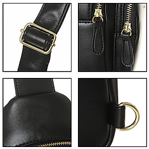 Haytijoe Small Sling Bag for Women Crossbody Bag Vegan Leather Fanny Packs for Travel(Black)