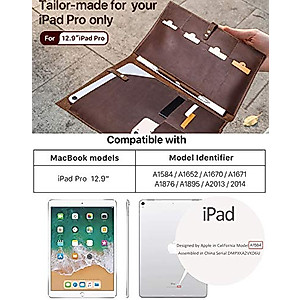 Leather Sleeve for iPad Pro 12.9" with Pencil Holder & Card Holder - Handmade from Genuine Leather (Cover, Bag, Case, Protection)
