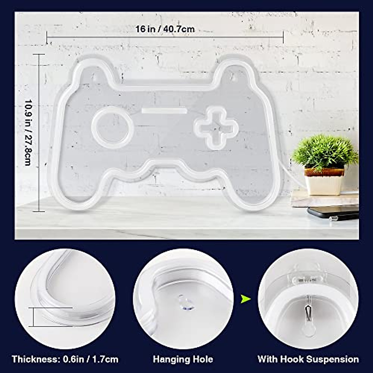 Lepowcoo Neon Sign Gaming, (16 x 11inch) Big Game LED Light Room Decor, Gamepad Neon Controller Signs, Cool Party Wall Decoration for Teen Boys Bedroom, Gamer Room Accessories, Lepowcoo-1