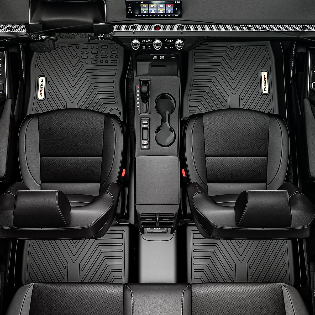 YITAMOTOR Floor Mats Fit for 2019-2023 Ford Ranger Supercrew Cab, Custom Fit Black TPE Floor Liners 1st & 2nd Row All-Weather Protection