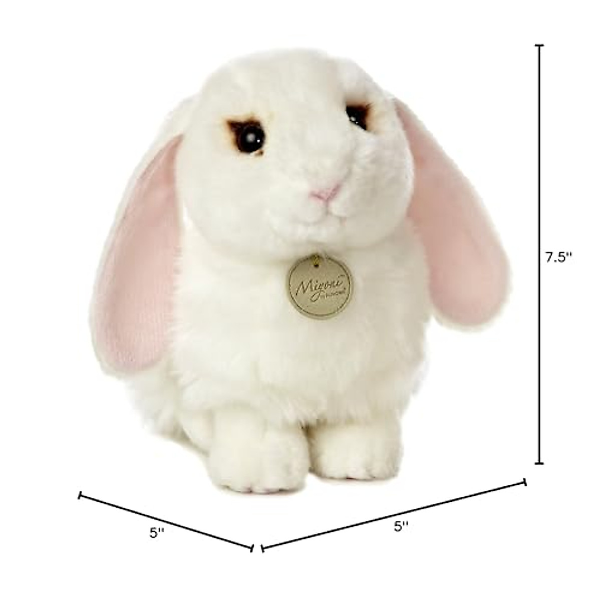 Aurora® Realistic Miyoni® Lop Eared Bunny Stuffed Animal - Lifelike Detail - Cherished Companionship - White 9 Inches