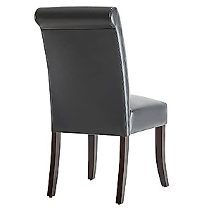 Watson & Whitely Upholstered Kitchen & Dining Room Chairs with High Back, Faux Leather Dining Chairs with Solid Wood Legs, Set of 2, Black