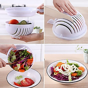 Quick Salad Maker Chopper Salad Cutter Bowl Swiftly Dice Fruits & Vegetables, BPA-Free Healthy Meals and Salads in Minutes Multi-functional (White)