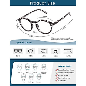 Blue Light Blocking Glasses 2 Pack Vintage Thick Round Rim Fashion Computer Game Eyeglasses for Women Men Anti Eyestrain Headache Reading Glasses Non Prescription （Grey Demi+Transparent）