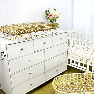 2 Pack Floral Jersey Knit Changing Pad Covers and Pack N Play Sheets, Soft and Comfortable, Retro Brown Flower