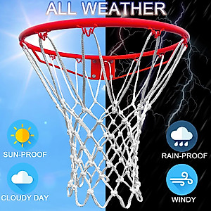 LAO XUE Basketball Net Outdoor,(7.16 oz) 12 Loops Professional Heavy Duty Basketball Net Replacement,All Weather Anti Whip, Suitable for Outdoor Standard 12 Loops Basketball Hoop