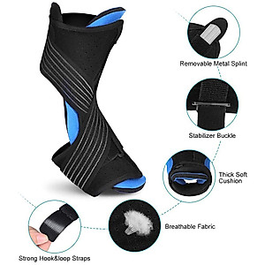 MHKGIOA Plantar Fasciitis Night Splint - Foot Drop Brace Splint with Spiky Massage Ball for Ankle Sprain,Achilles Tendinitis & Pain Relief