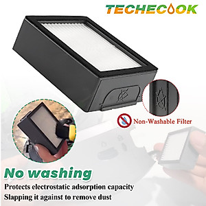 High-efficiency Filters Replacement for iRobot Roomba E I J Series i1+ i3 i3+ i4 i5 i6 i7 i7+ i8 j7 E5 E6 E7 Vacuum Cleaner by Techecook, 6Pack 4639161 Roomba Filters+1 Cleaning Brush