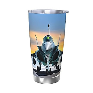 EKPRAVDKTF Airplane 20oz Insulated Stainless Steel Tumbler With Lids And Straws, Double Wall Vacuum Travel Coffee Mug, Thermal Cup For Cold & Hot Drinks, Reusable Metal Straw & Brush