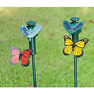 URTop 1Pcs Home Garden Decor Vibration Solar Dancing Flying Butterfly Artificial Fluttering Flying Simulation Butterfly Color Ranodm