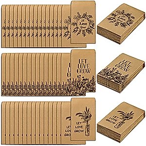 150 Pieces Wedding Favors Seed Packets Let Love Grow Seed Packets Self Adhesive Let Love Grow Envelopes Retro Christmas Valentine Wedding Favors for Guests, 3 Styles (Retro Pattern)