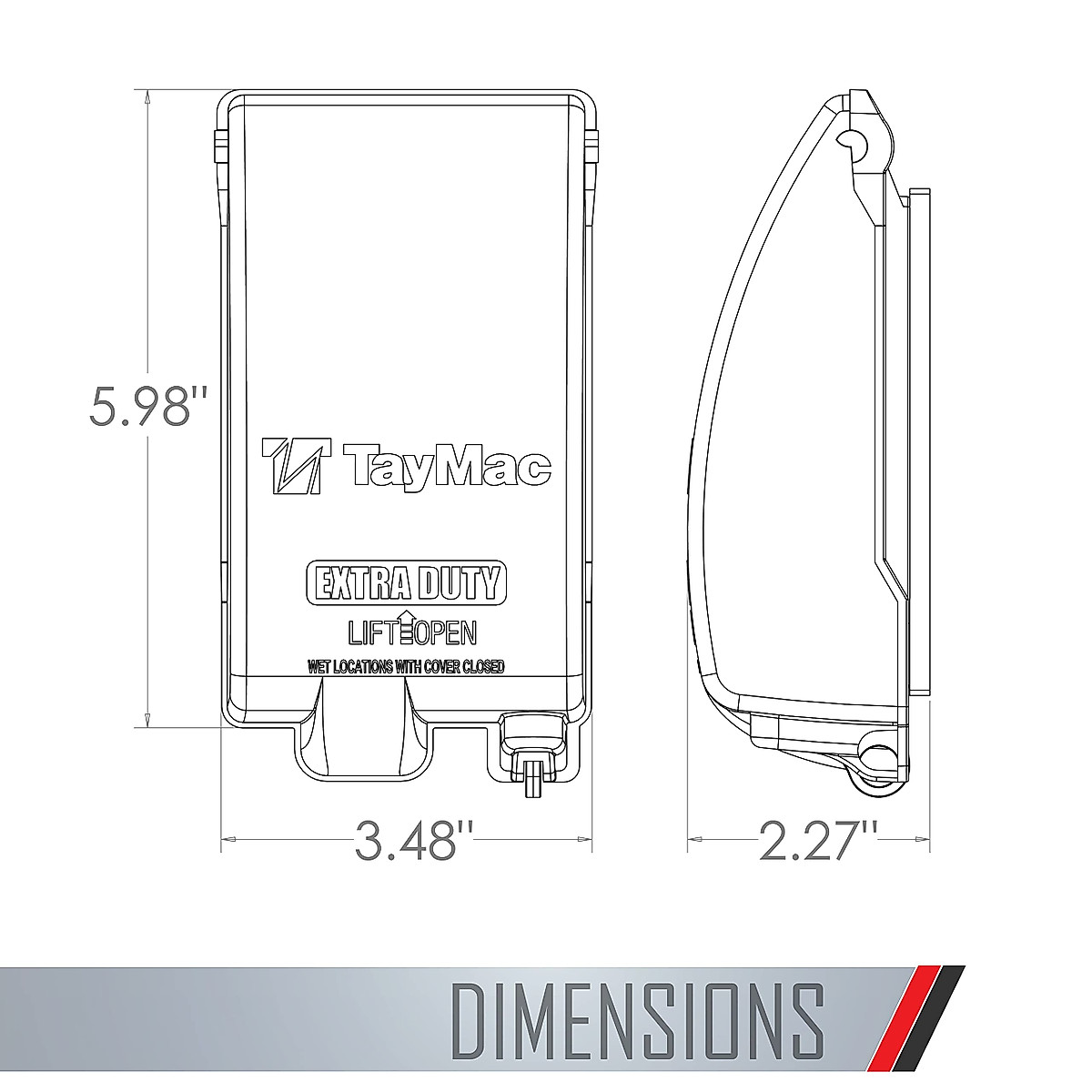 Hubbell-Bell MX4280S 1-Gang Extra Duty Expandable In-Use Cover, Weatherproof Metal Low Profile 8-in-1, 3.5 in. Deep, Vertical, Gray