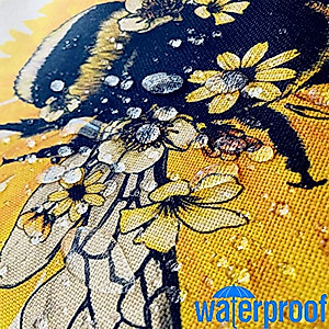 HUASHUZI Outdoor Waterproof Throw Pillow Covers Bee Cushions Pillows Case 18x18 Inch Set of 4 Patio Furniture Pillows Decorative for Home Garden Sofa Couch